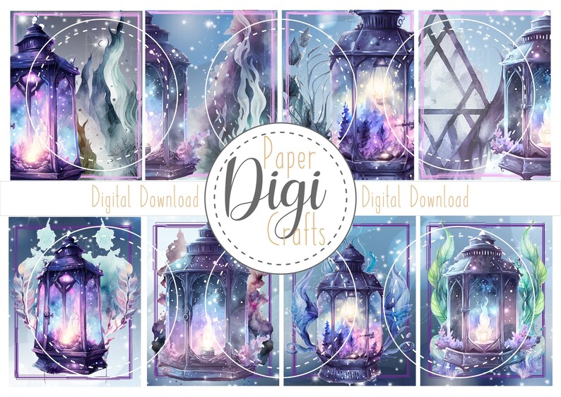 Winter Lantern Toppers Digital Download Collage Sheet Card Toppers ...