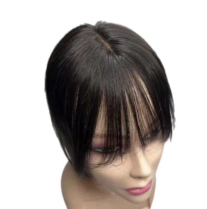 Human Hair Toppers Clip in Natural Hairpieces Bangs for Women Hair Loss ...