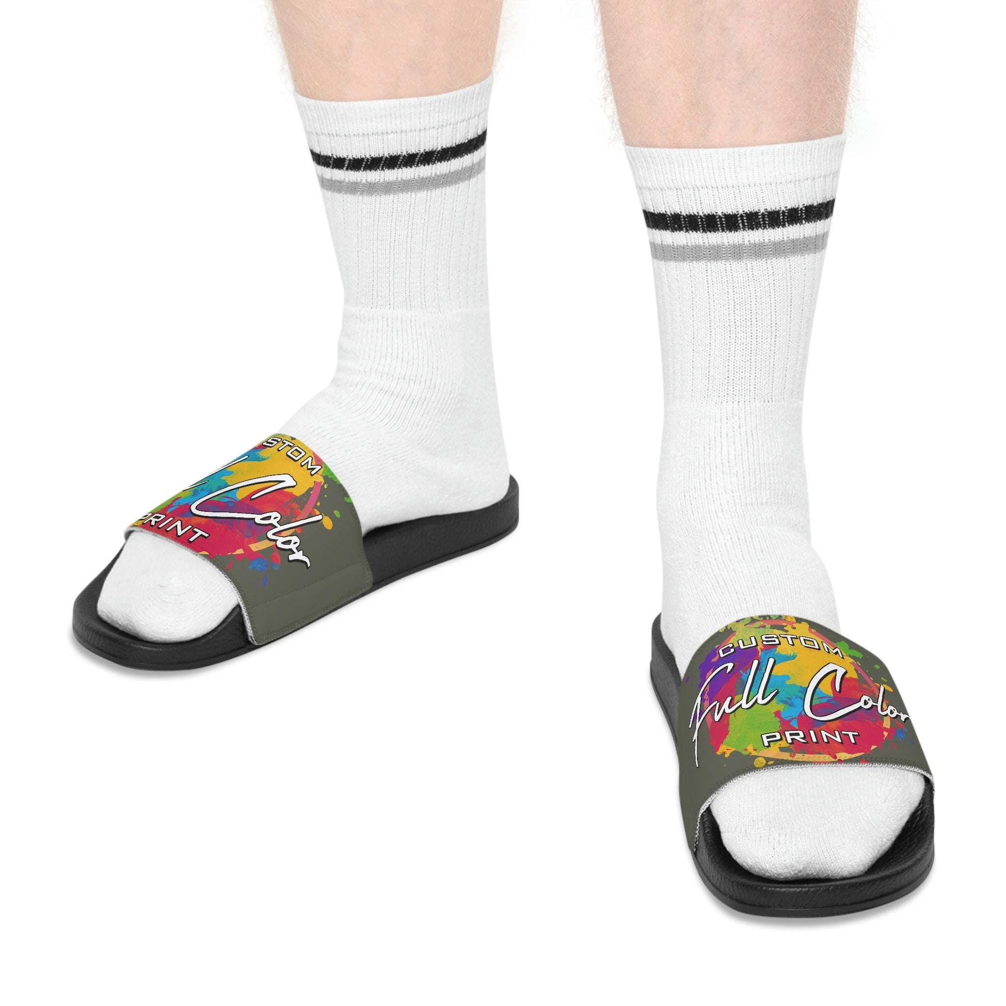 Custom Men's Slide Sandals - Sublimation Gift for Birthday, Holiday ...