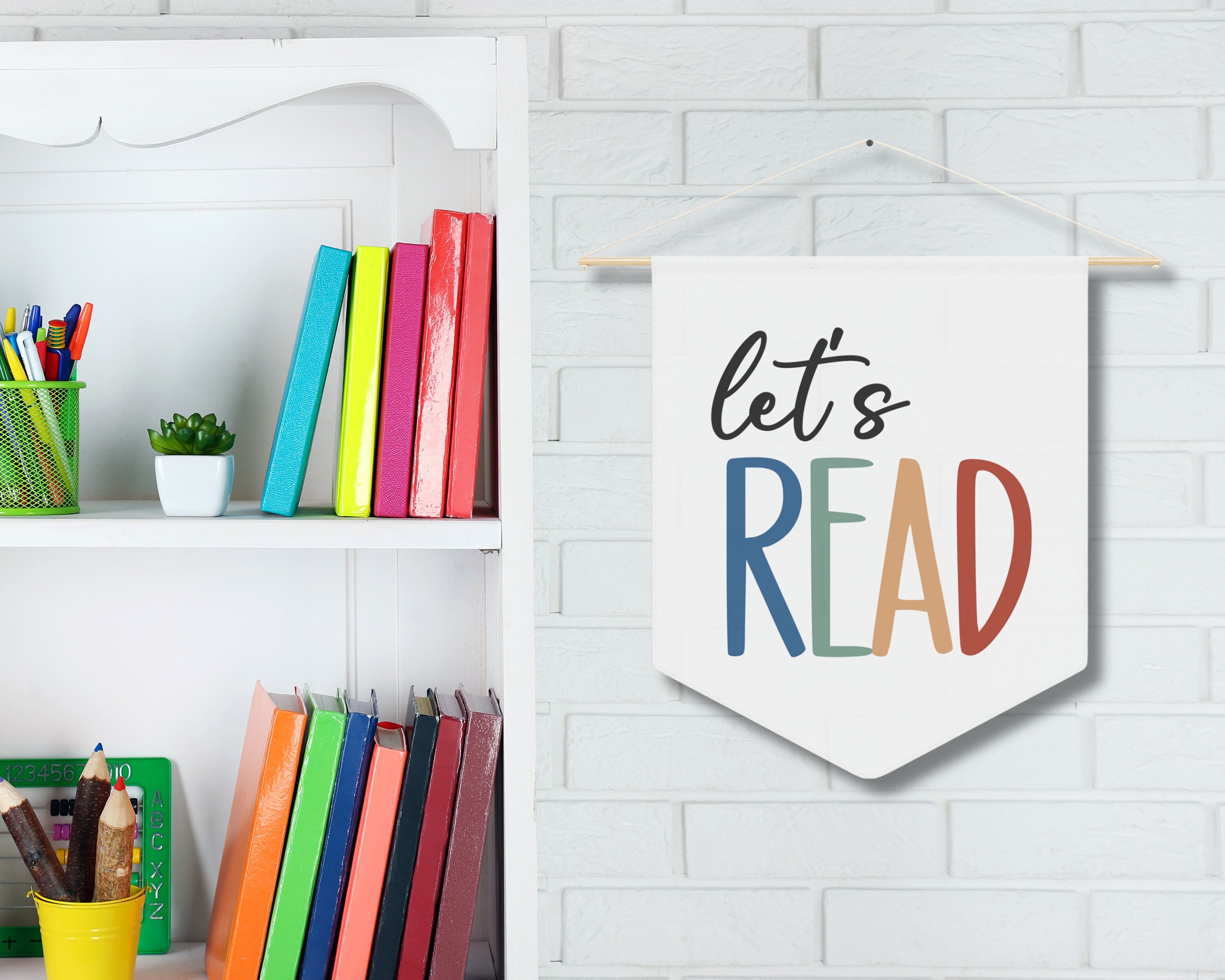 Let's Read Sign for Playroom School Library Decor Book Lover Art ...