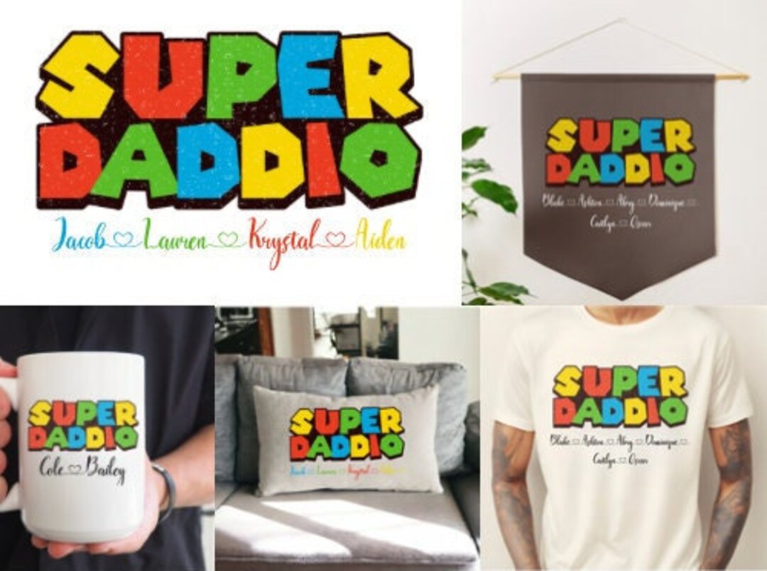 Custom Super Daddio With Kids Name Added Svg Design Colorful Dad Svg ...