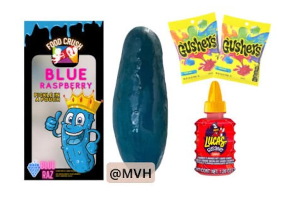 5pc. MINI Blue Raspberry Pickle Kit Blue Snack Kit Sweet Candied Pickle ...