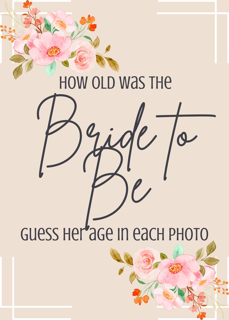 Bridal Shower Games - Digital Download - Instant Print - Guess the Age ...
