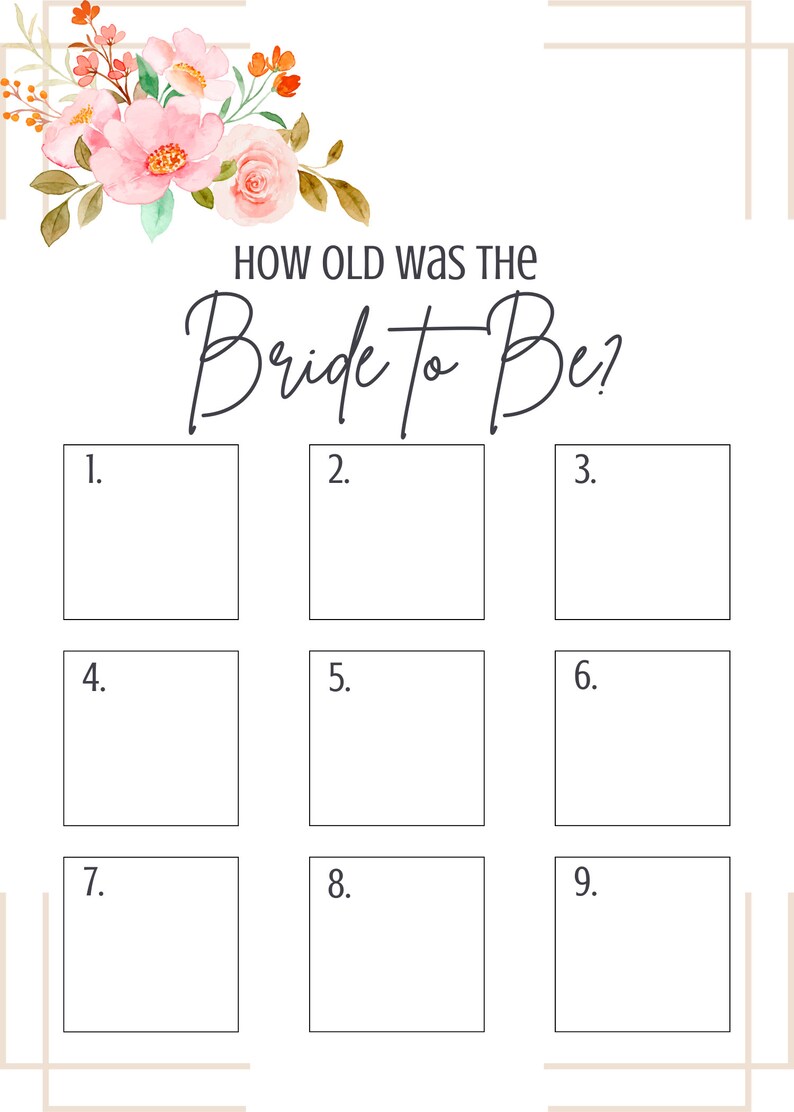Bridal Shower Games - Digital Download - Instant Print - Guess the Age ...