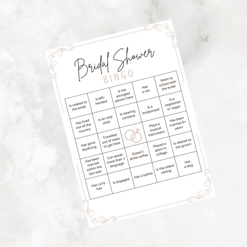 Bridal Shower BINGO - Bridal Shower Game - Instant Digital Download - Etsy