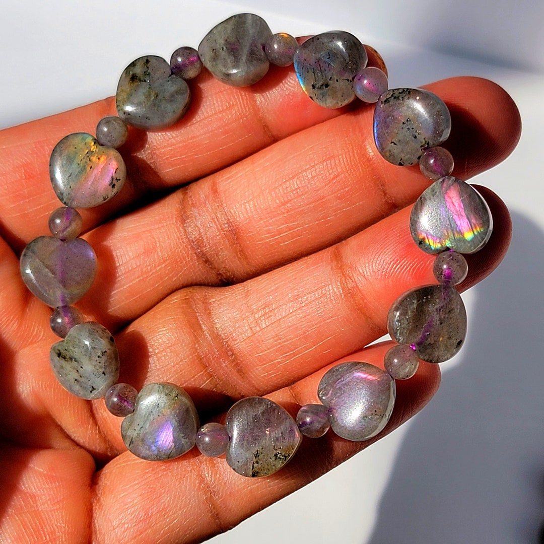 Labradorite Heart Bracelet Rainbow Flash Labradorite Natural Womens ...