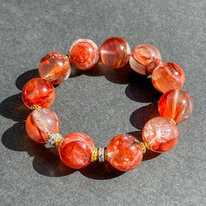 Gorgeous Fire Quartz Red Hematoid Crystal Chunky Bracelet High Quality ...