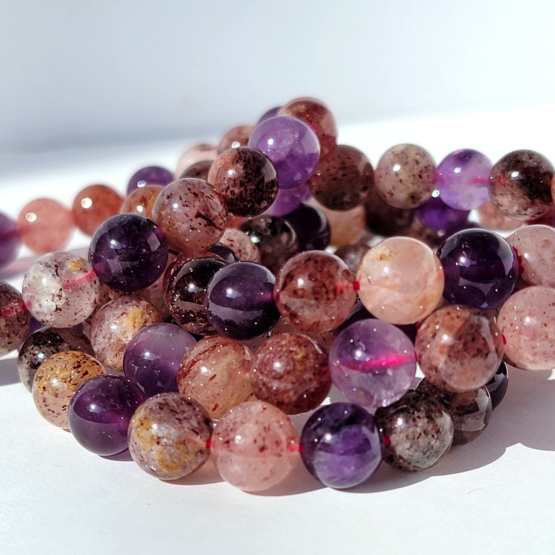 Super 7 Bracelet Super Seven Crystal Amethyst Cacoxenite Clear Quartz ...
