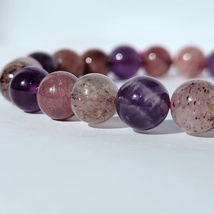 Super 7 Bracelet Super Seven Crystal Amethyst Cacoxenite Clear Quartz ...
