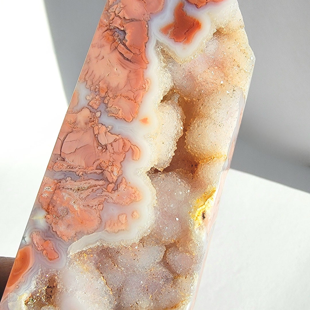 Sugar Druzy Pink Agate Crystal Tower Agate - Etsy Australia
