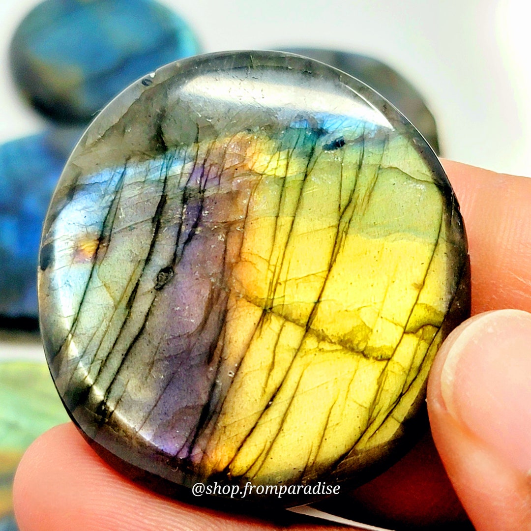 Labradorite Crystal Tumble Coin - Ultra Rainbow Labradorite ...
