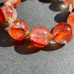 Fire Quartz Red Hematoid Crystal Chunky Stretch Round Bead Bracelet - Etsy