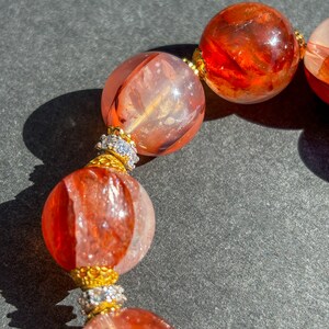 Fire Quartz Red Hematoid Crystal Chunky Stretch Round Bead Bracelet - Etsy