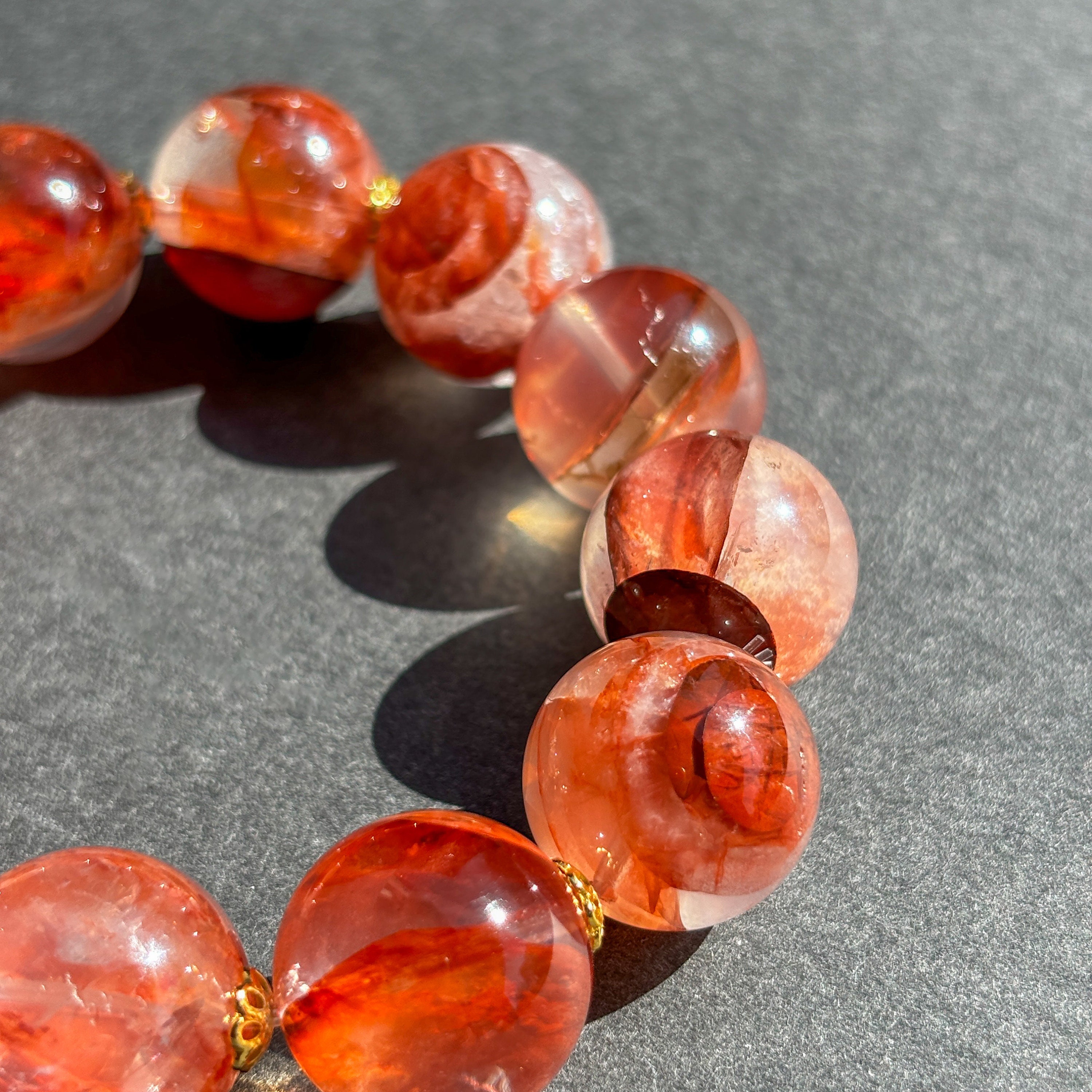 Fire Quartz Red Hematoid Crystal Chunky Stretch Round Bead Bracelet - Etsy