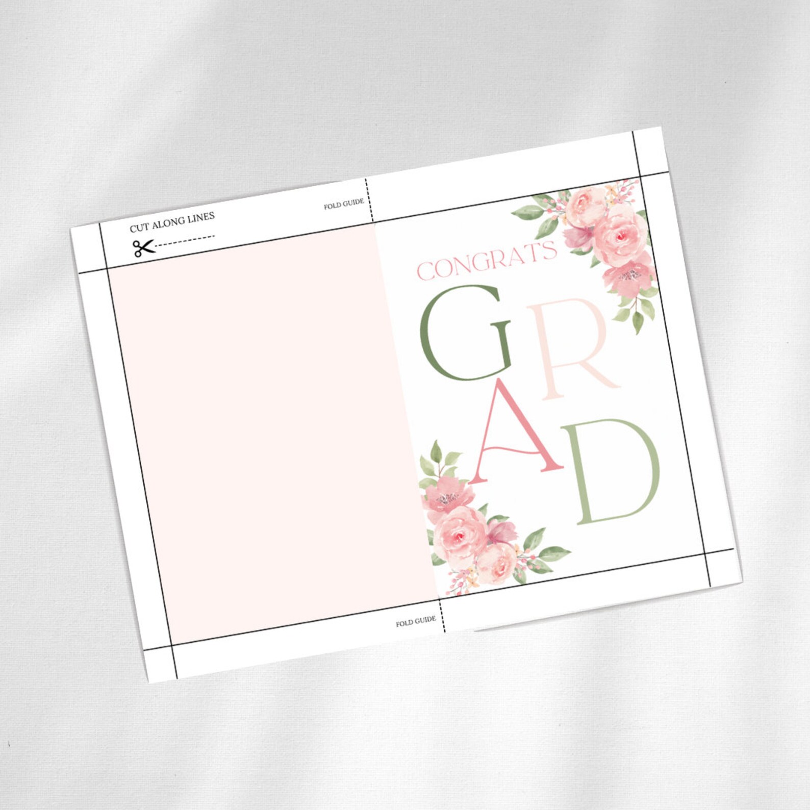 Printable Floral Grad Card, Pink Floral Grad Card, Printable Graduation ...