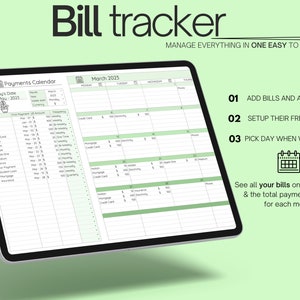 Bill Calendar • Monthly Bill Tracker • Bill Tracker • Debt Tracker ...