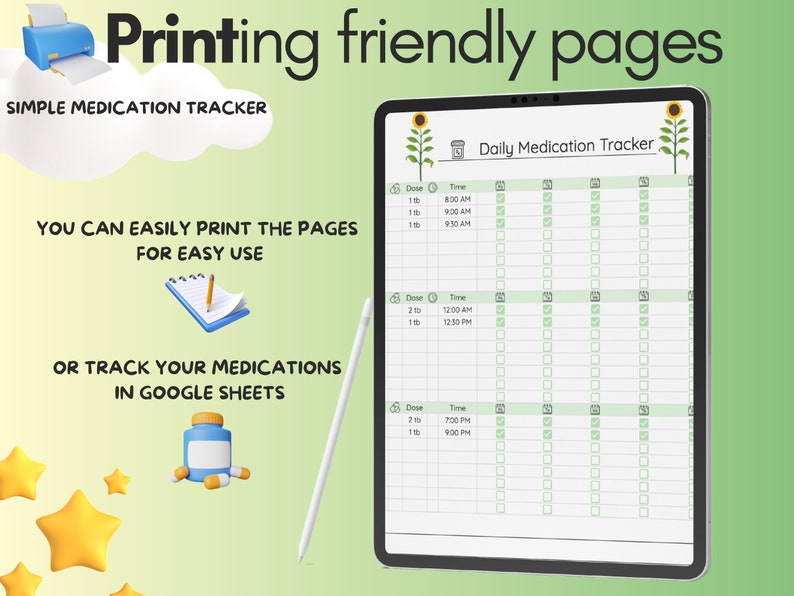 Medication Tracker • Medication Log • Medication Tracker Printable • Monthly Medication Tracker ...