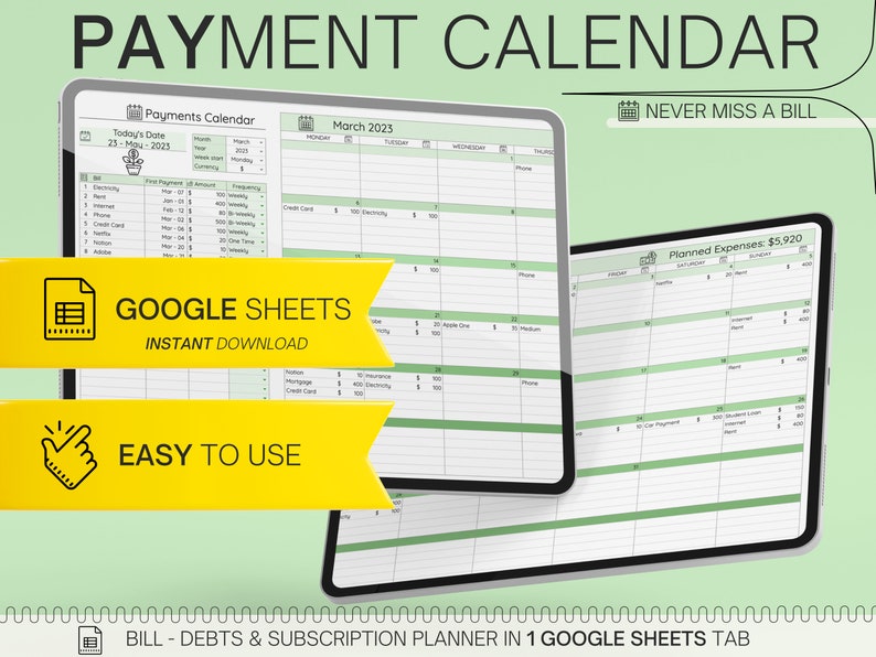 Bill Calendar • Monthly Bill Tracker • Bill Tracker • Debt Tracker ...