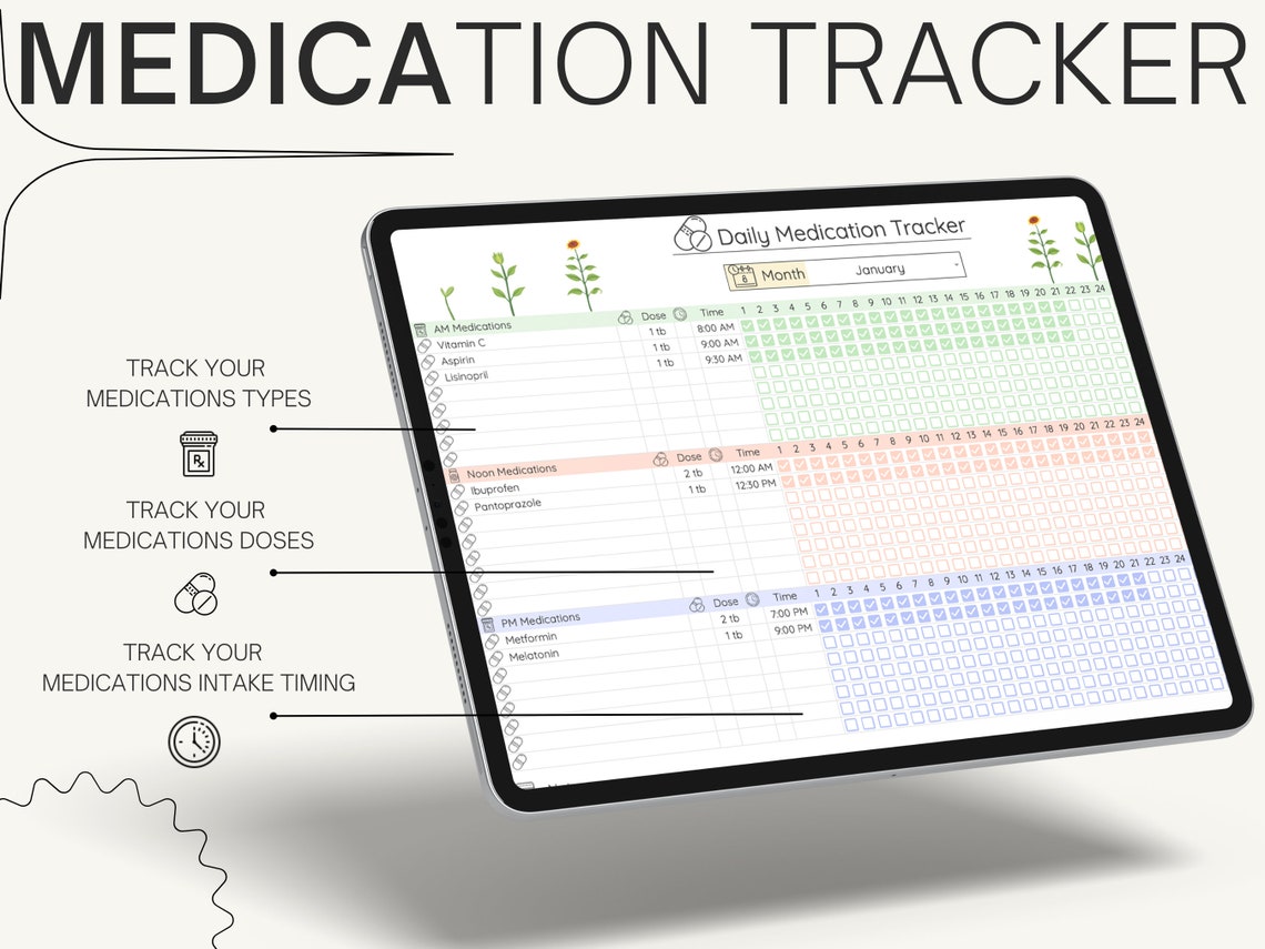 Medication Tracker Medication Log Medication Tracker Printable Monthly ...
