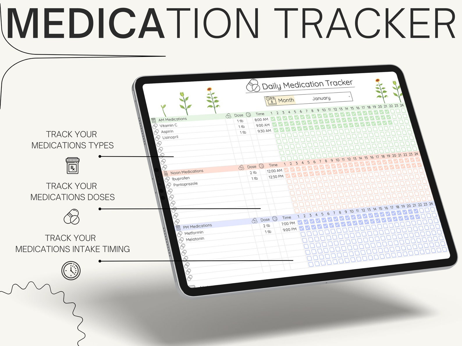 Medication Tracker • Medication Log • Medication Tracker Printable ...