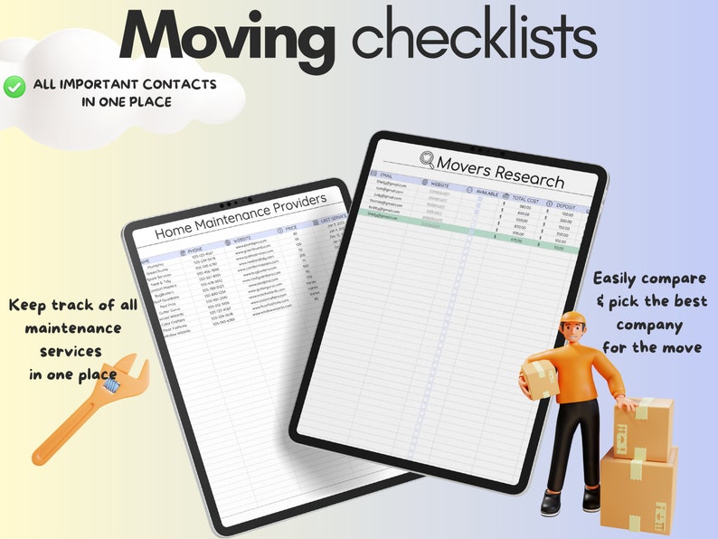 Moving Checklist • Moving Planner • Moving Binder • Moving List ...