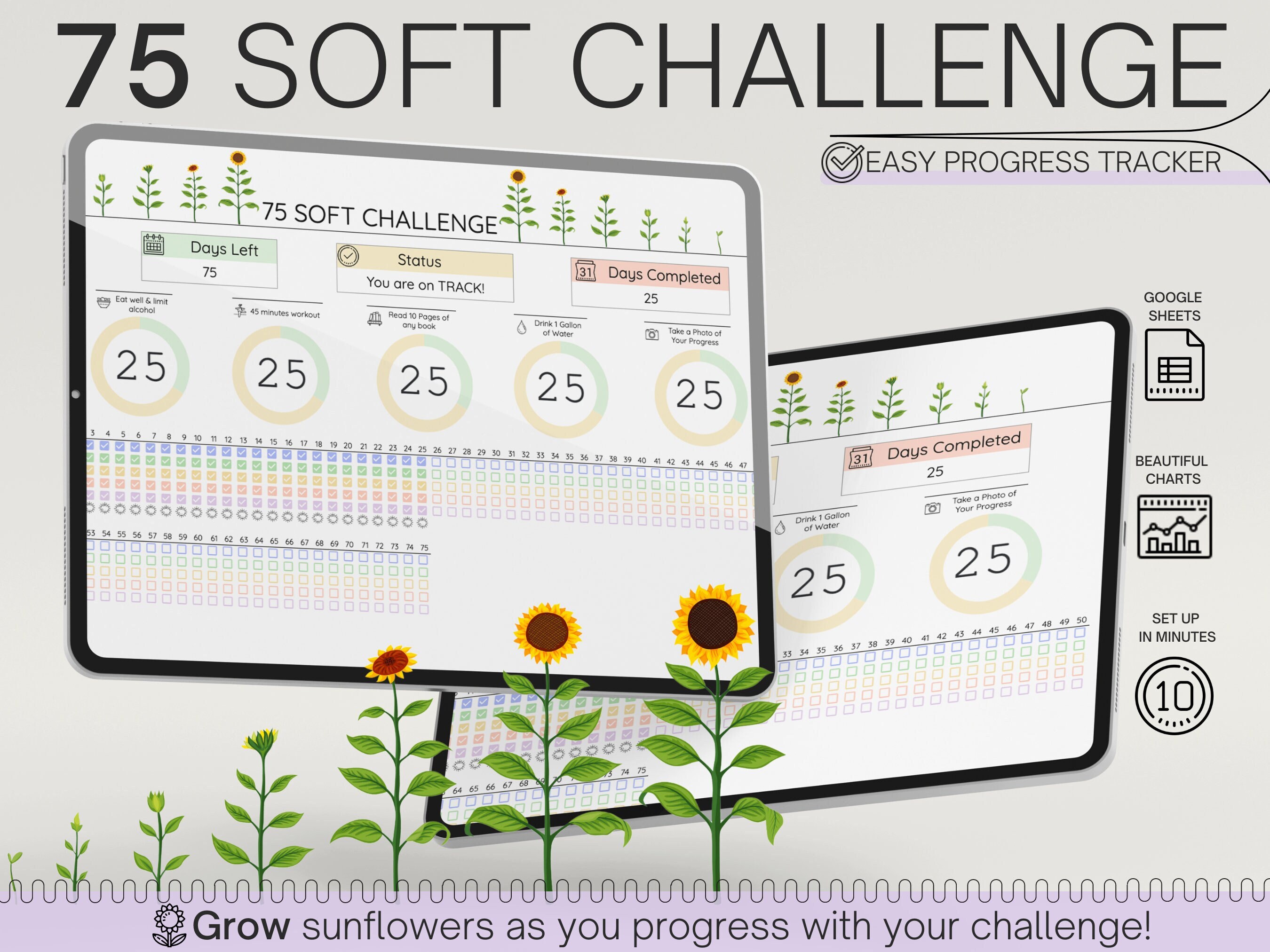 75 Soft Challenge Tracker • Google Sheets Template • Daily Habit ...