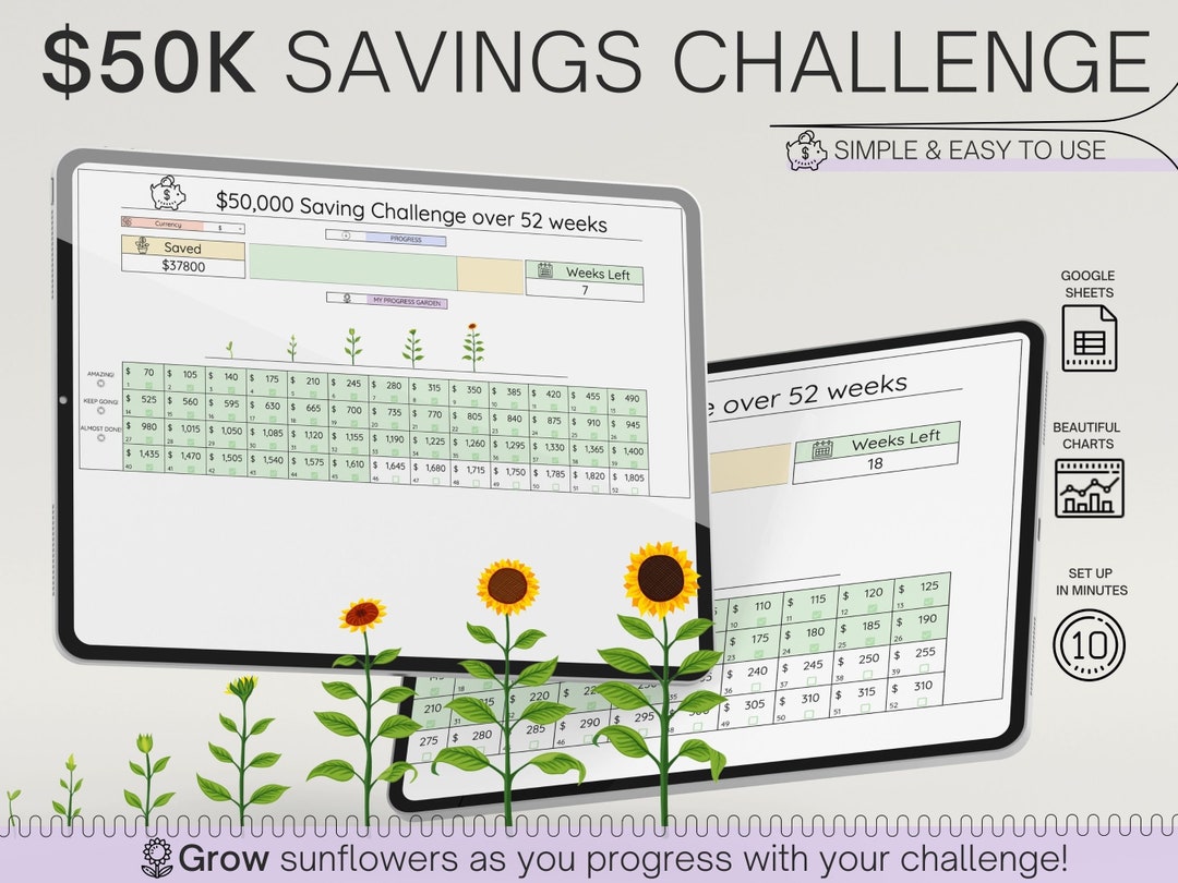 50000 Savings Challenge • Money Saving Challenge • Savings Challenge ...