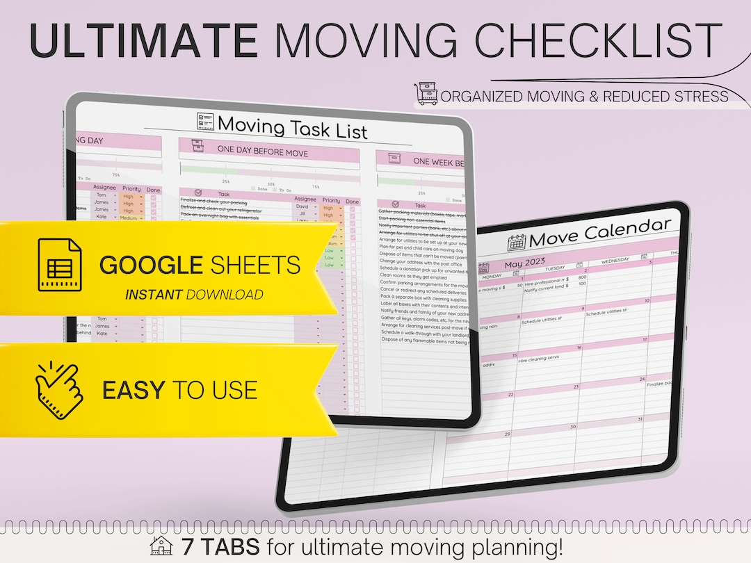 Moving Checklist • Moving Planner • Moving Binder • Moving List ...