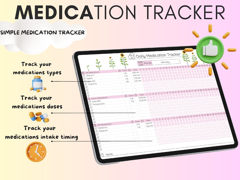 Medication Tracker • Medication Log • Medication Tracker Printable ...