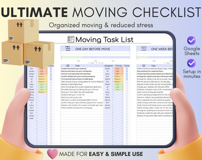 Moving Checklist • Moving Planner • Moving Binder • Moving List ...