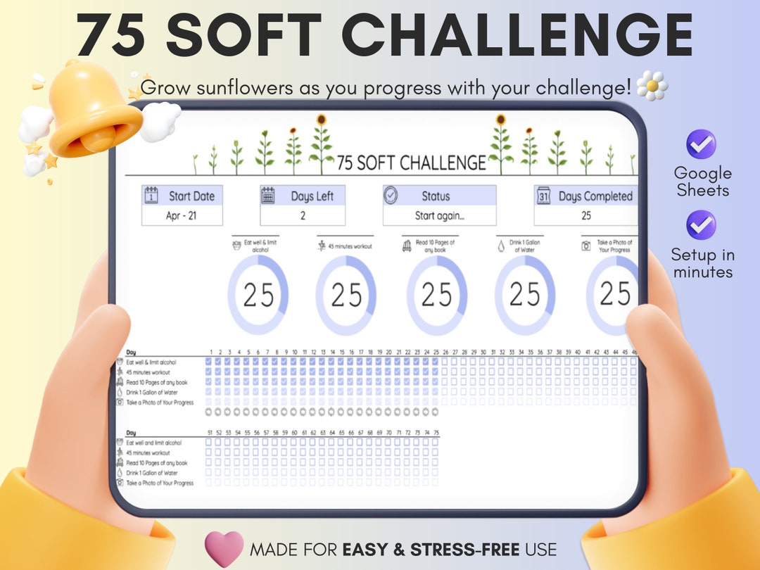 75 Soft Challenge • 75 Soft Challenge Tracker • Google Sheets Template ...