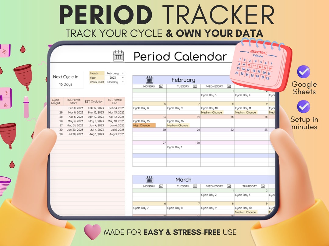 Period Tracker Period Calendar Google Sheets Template Daily Habit ...