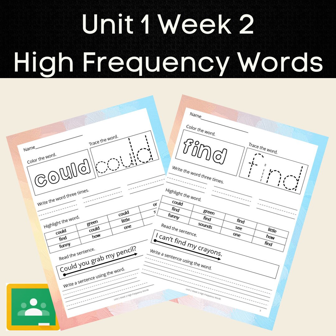 High Frequency Word Worksheets and Google Slides - Etsy