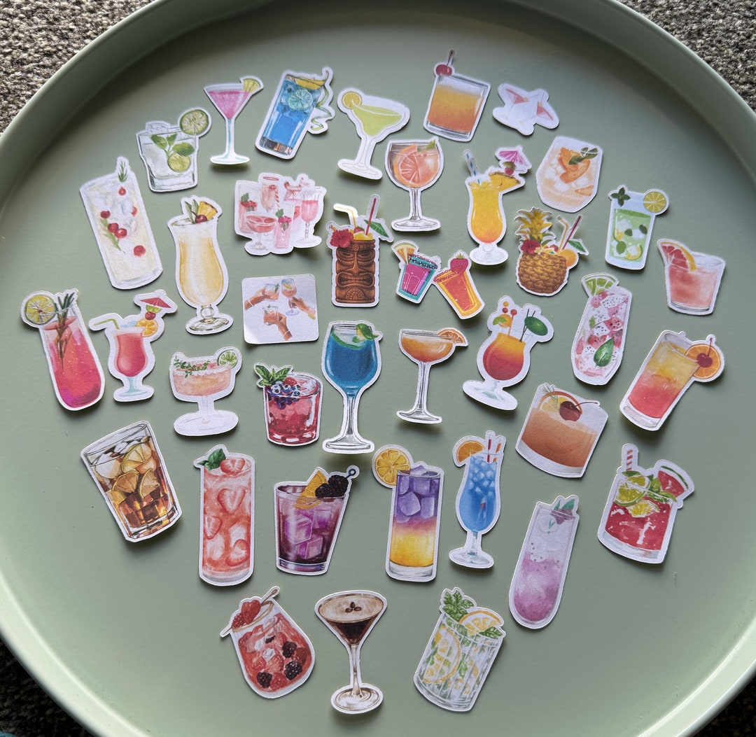 Cocktail Stickers, Cocktail Sticker Bundle, Bullet Journal Stickers ...