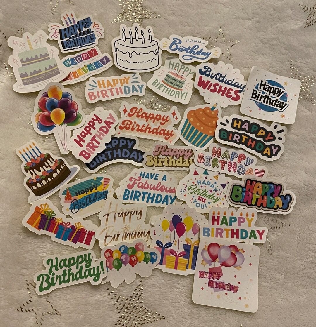 Birthday Stickers, Birthday Sticker Bundle, Birthday Card Stickers ...
