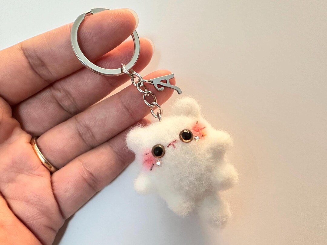 Custom Initial Cat Keychain Personalized Letter Crochet Keychain Gift ...