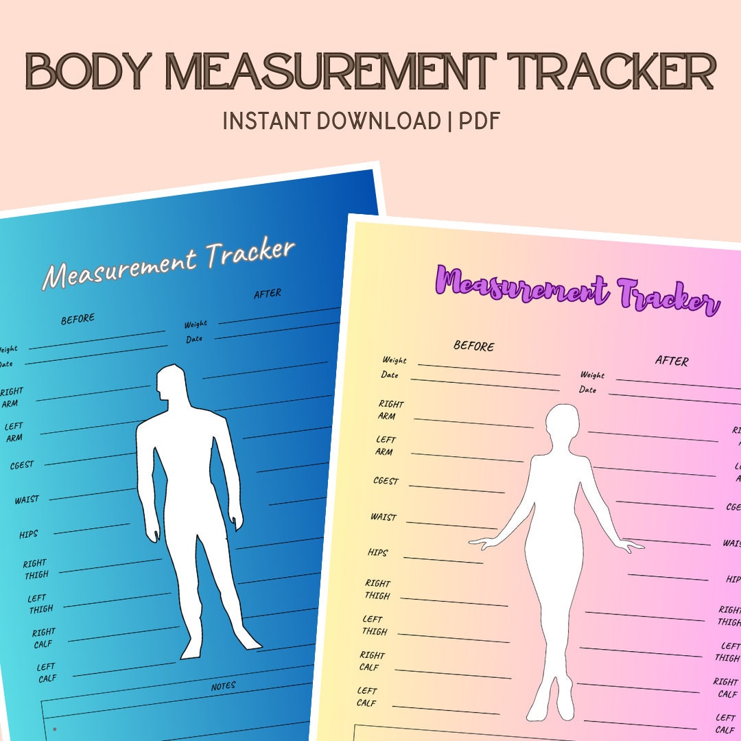 Printable Body Measurement Tracker * Body Size Log * Diet Planner ...