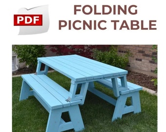 DIY Folding Picnic Table Bench Plans Patio Furniture PDF Plans - Etsy