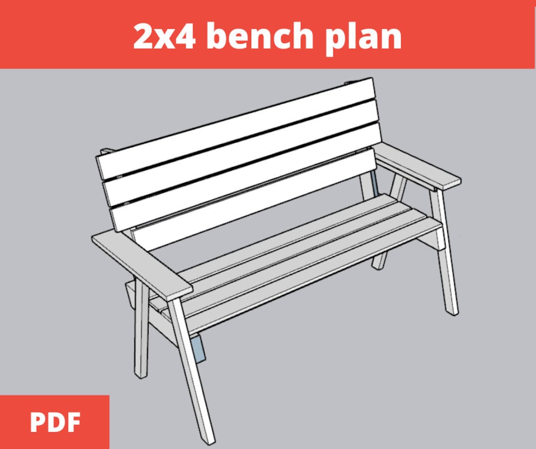 2x4 BENCH PLAN DIY Bench Plan Outdoor Bench Build Plans - Etsy
