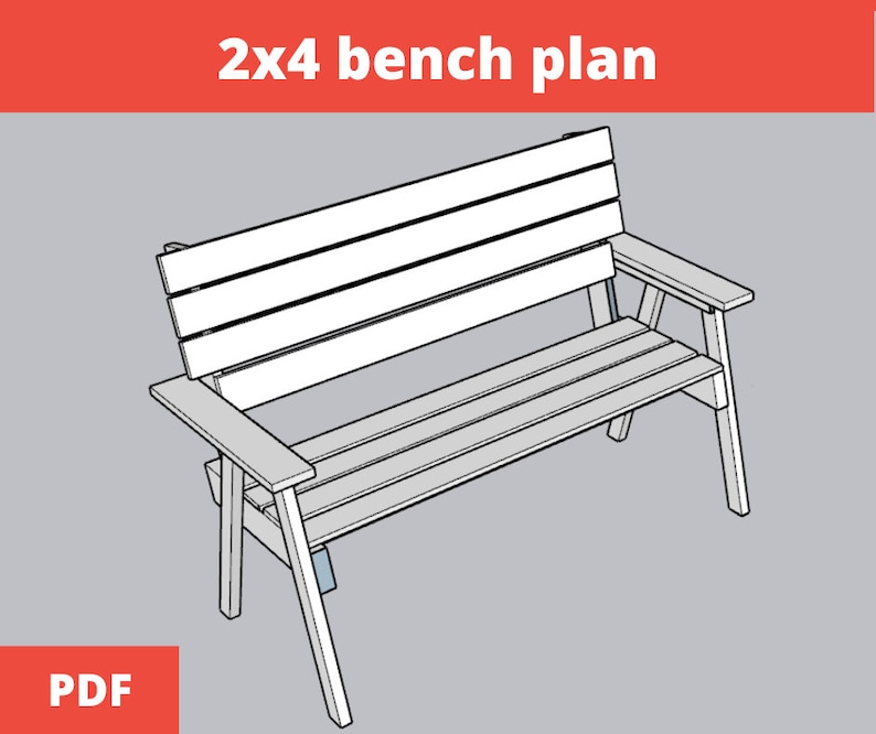 2x4 BENCH PLAN * DIY Bench Plan * Outdoor Bench Build Plans * Digital ...