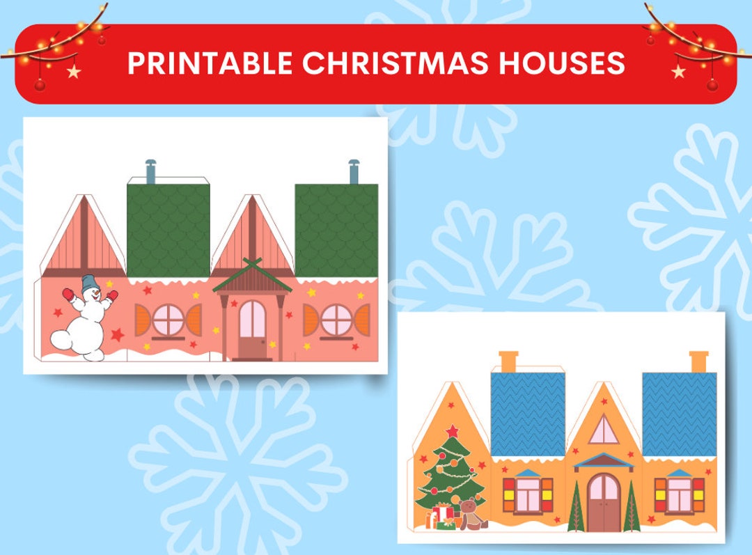 Christmas Village, Cut File PDF, Printable Christmas House, Christmas ...