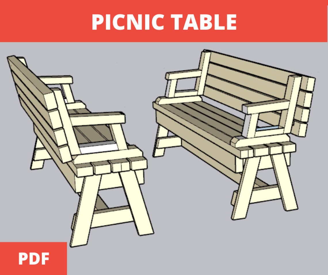 DIY Folding Picnic Table Bench Plans Patio Furniture PDF Plans - Etsy