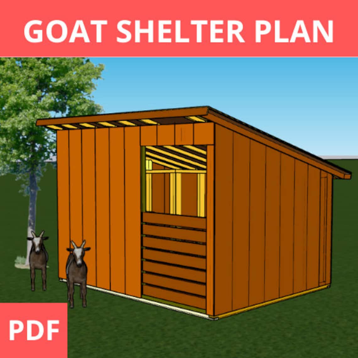 8x10 Goat Shelter Plan * Pig Shelter * Animal Shelter Plans - PDF ...
