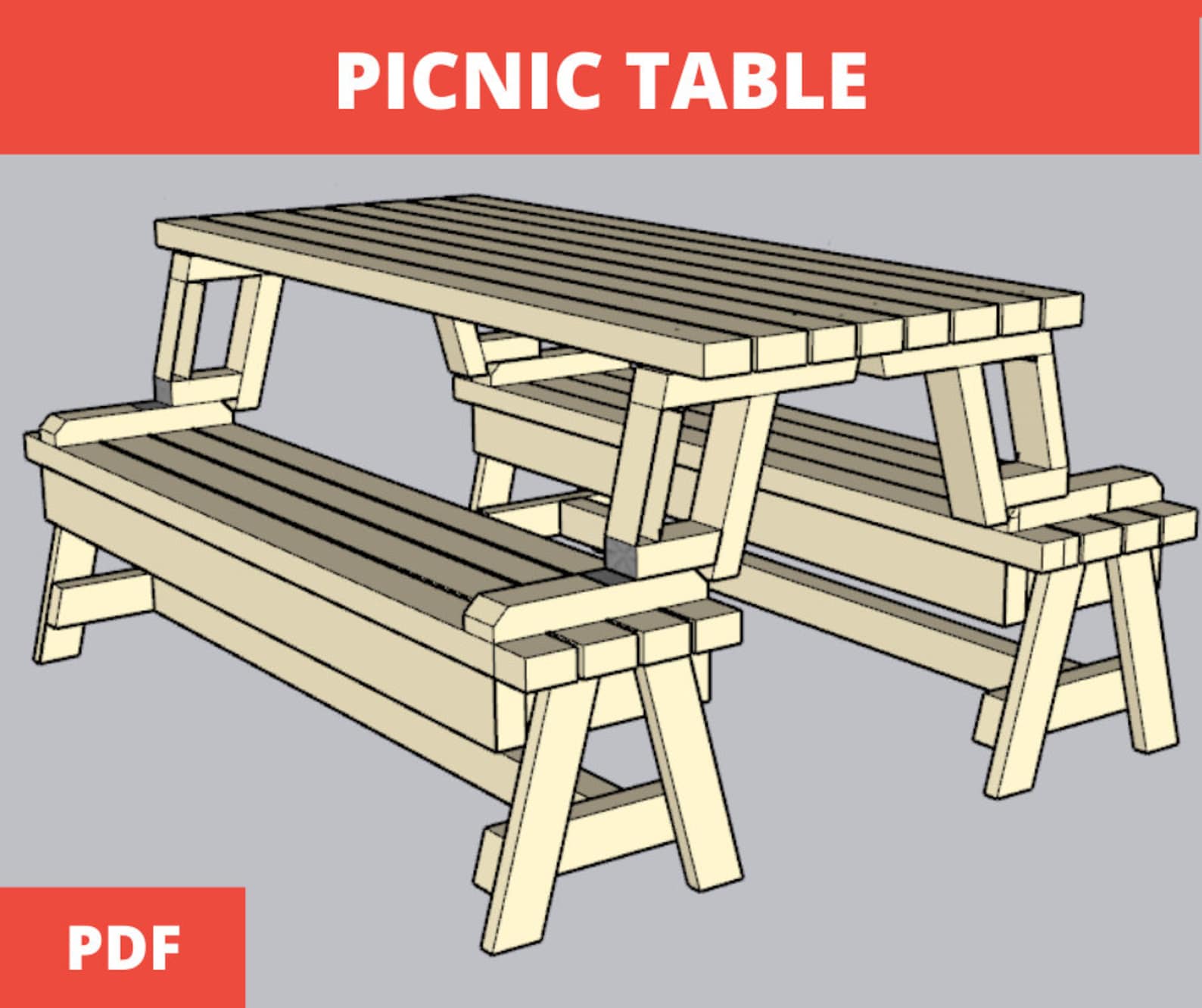 DIY Folding Picnic Table Bench Plans Patio Furniture PDF Plans - Etsy
