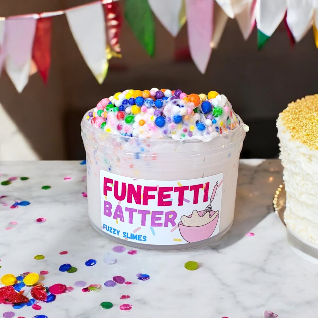 Funfetti Batter Floam Slime, Fuzzy Slimes, Cake Batter Scented - Etsy