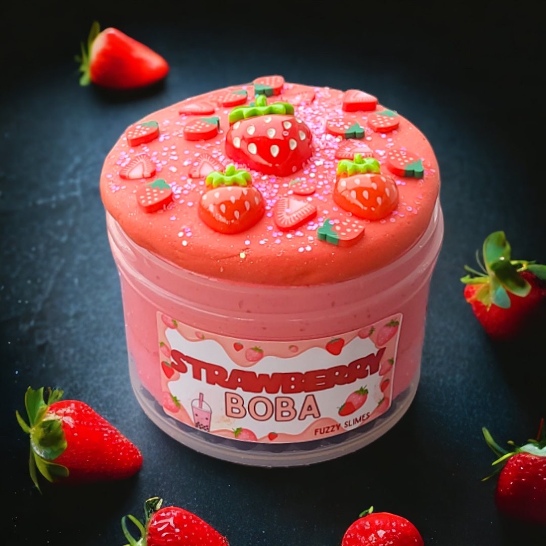 Strawberry Boba Slime Scented With Boba Beads - Etsy