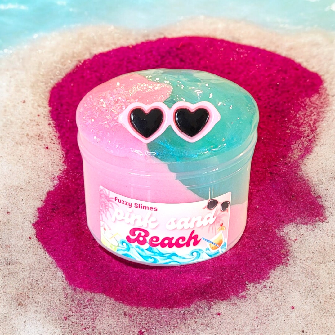 Pink Sand Beach Clear and Sand Slime, Fuzzy Slimes, Pink Lemonade Scent ...