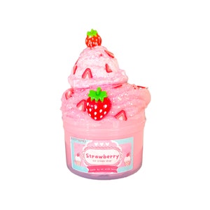 Strawberry Ice Cream Shop, Slime, Red, Pink, Clay, Icee, Scented - Etsy