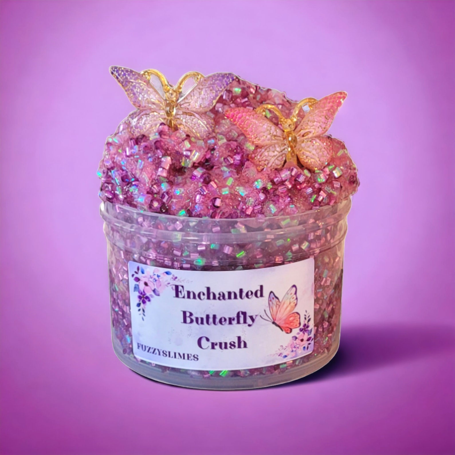 Enchanted Butterfly Crush, Purple Butterfly Pink Slime, Bingsu, Crunchy, Clear - Lavender Lemon ...