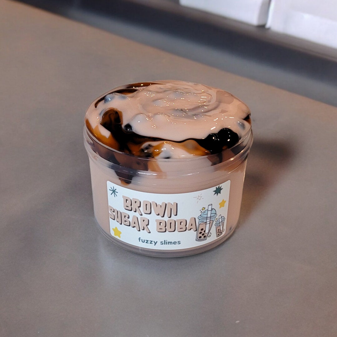 Brown Sugar Boba Slime, Thick and Glossy, Clear, Boba Beads ~ Fuzzy ...
